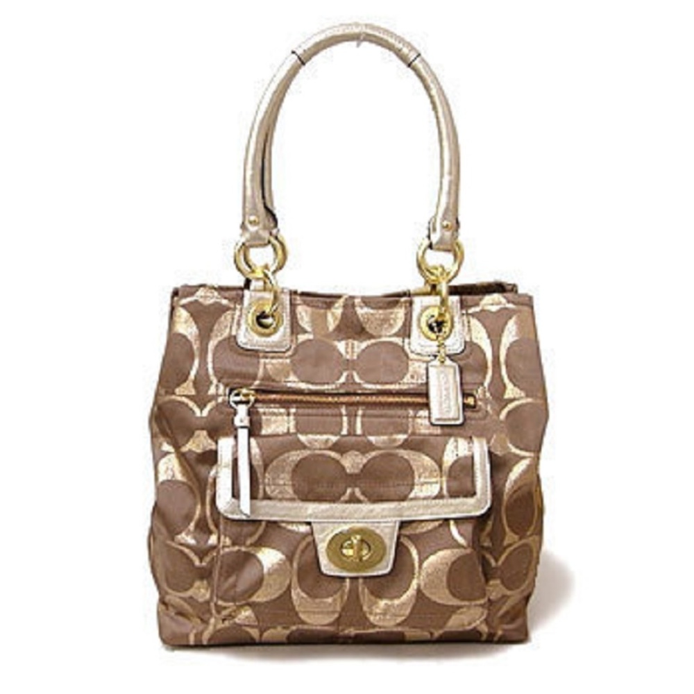 Coach Hamptons Signature Lurex Tote, Vgc - Gem